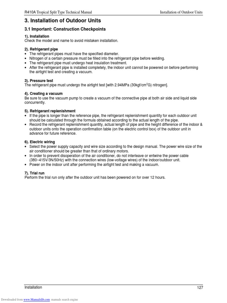Installation of Outdoor Units: 3.1 Important: Construction Checkpoints ...