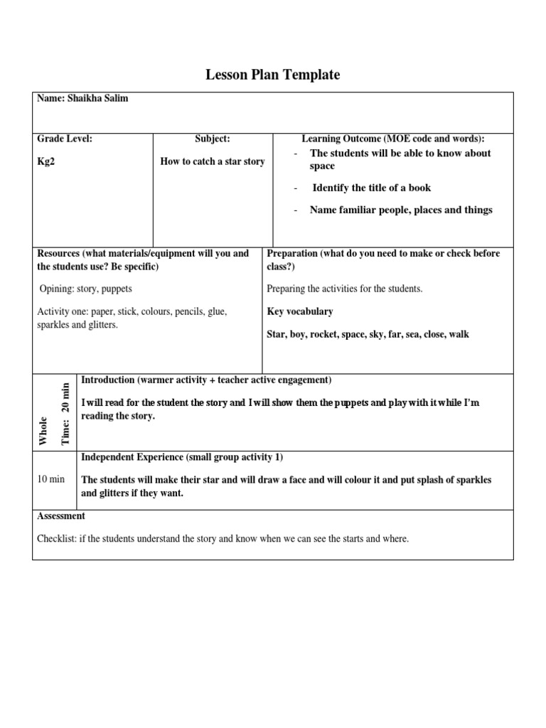 Lesson Plan Form | PDF
