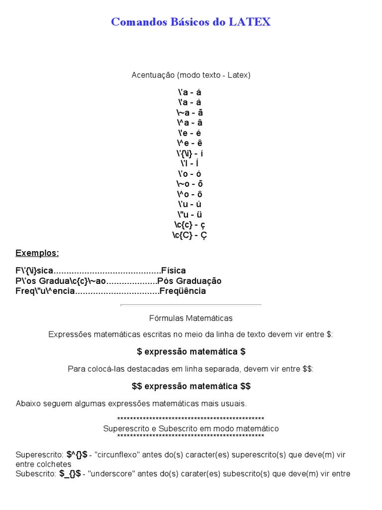 Comandos Básicos Do LATEX | PDF | Ortografia | Agrupamento