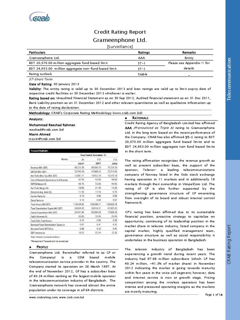 Credit Rating Report G.P. 2 PDF | PDF | Business Process | Internal Audit