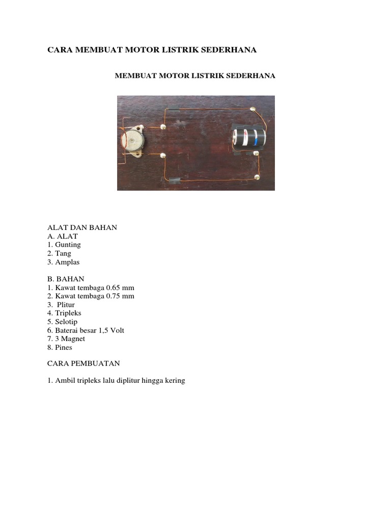 Cara Membuat Motor Listrik Sederhana | PDF