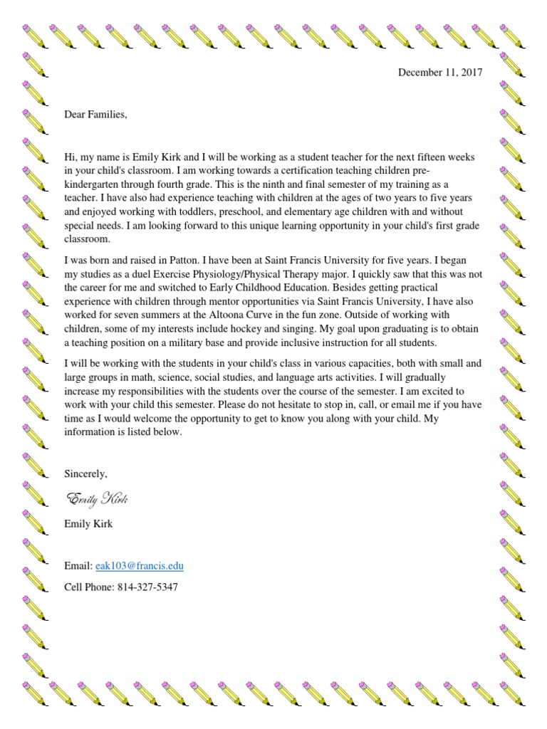 Intro Letter To Parents | PDF