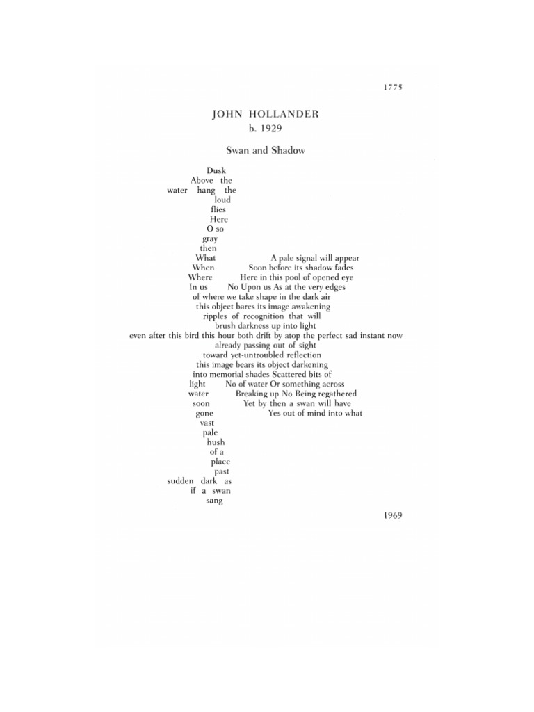 John Hollander - Swan and Shadow. | PDF