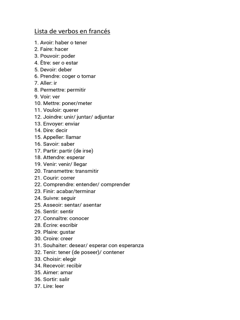 Verbos Esenciales en Francés | PDF