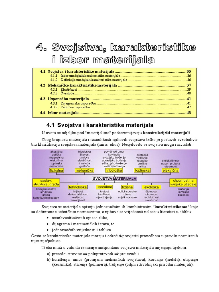 04 Svojstva, Karakteristike I Izbor Materijala PDF | PDF