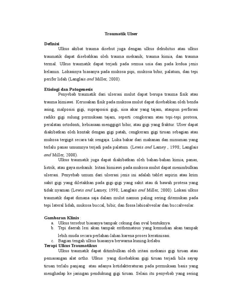 Traumatik Ulser | PDF | Sains & Matematika