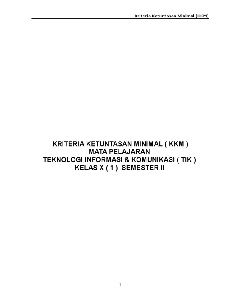 KKM Tik Kelas X SMT 2 | PDF