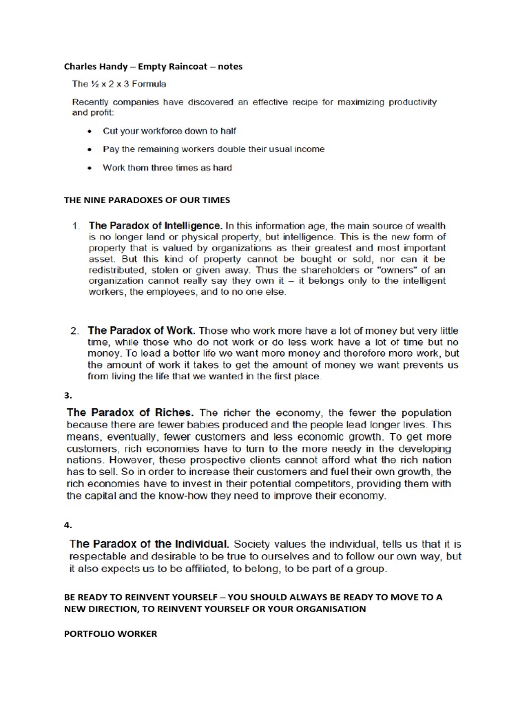 Handy - Empty Raincoat - Notes | PDF | Business | Business (General)