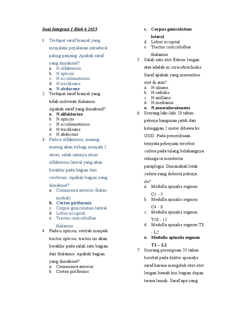Soal Integ 1 Blok 6 2015 | PDF