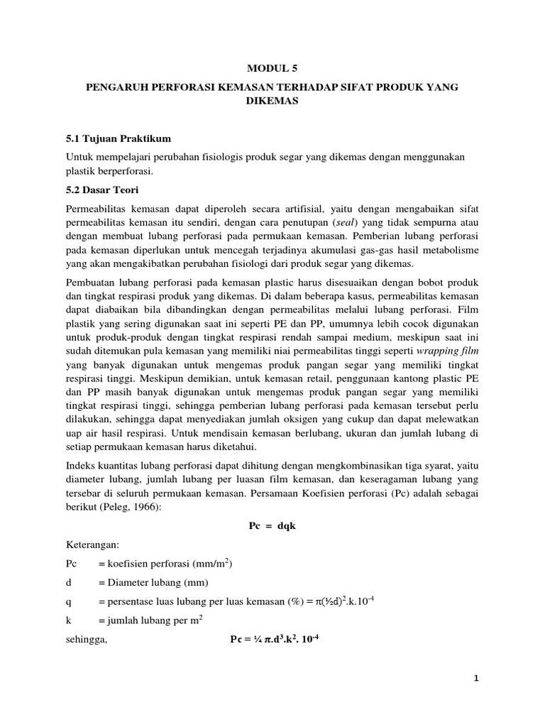 Pengaruh Perforasi Kemasan | PDF