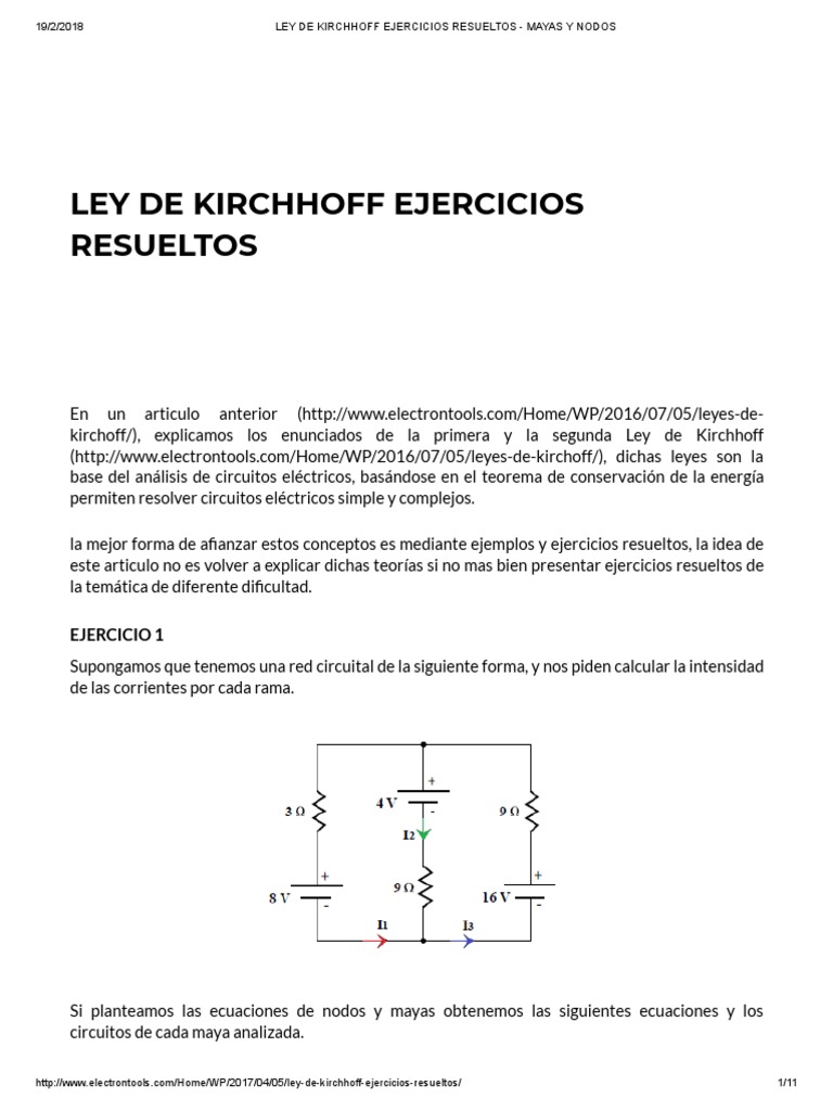 Ley de Kirchhoff Ejercicios Resueltos - Mayas y Nodos | PDF | Análisis de red (circuitos ...