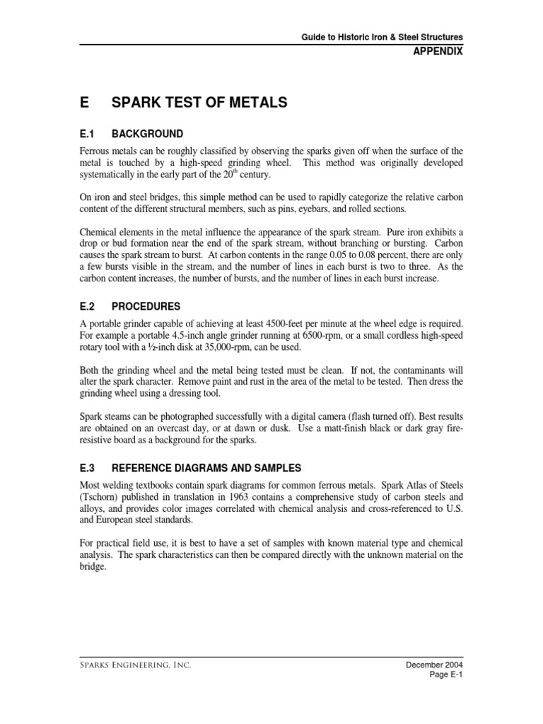 Spark Test For Iron Steel | PDF | Steel | Metals