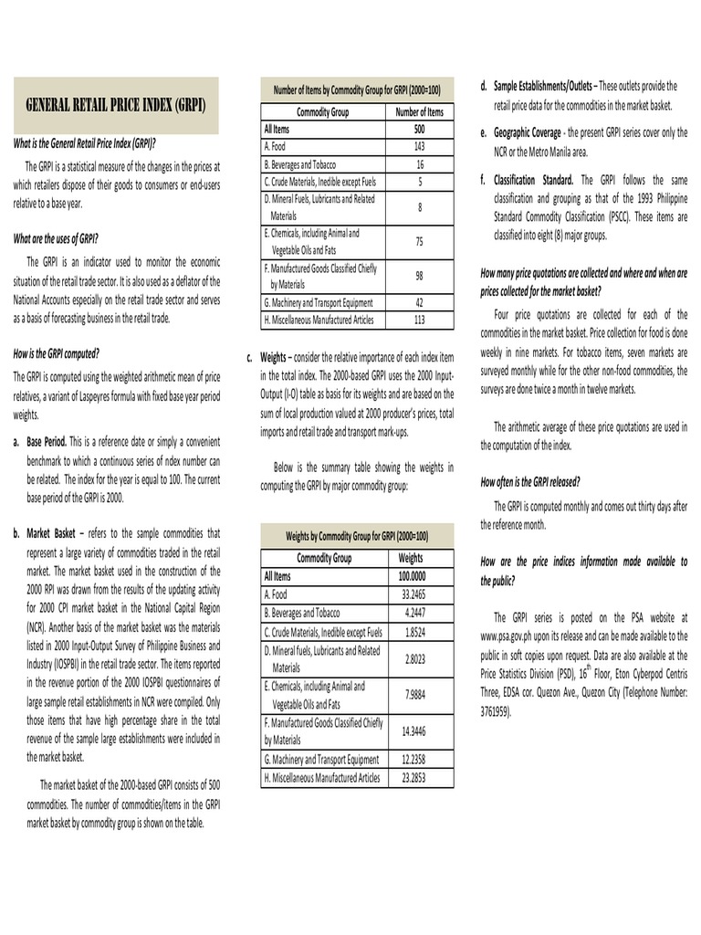 Retail Price Index Primer - Updated | PDF | Index (Economics) | Price ...
