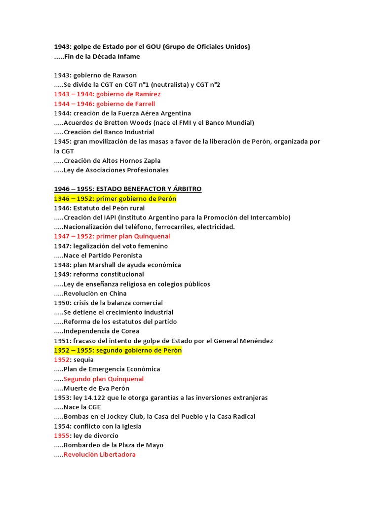 Linea de Tiempo Peron 1943-1955