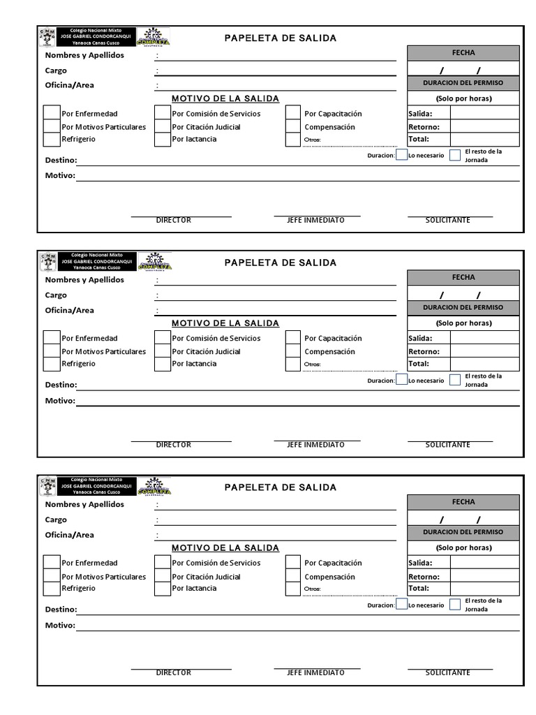 Papeletas de Salida | PDF | Bienestar | Medicina