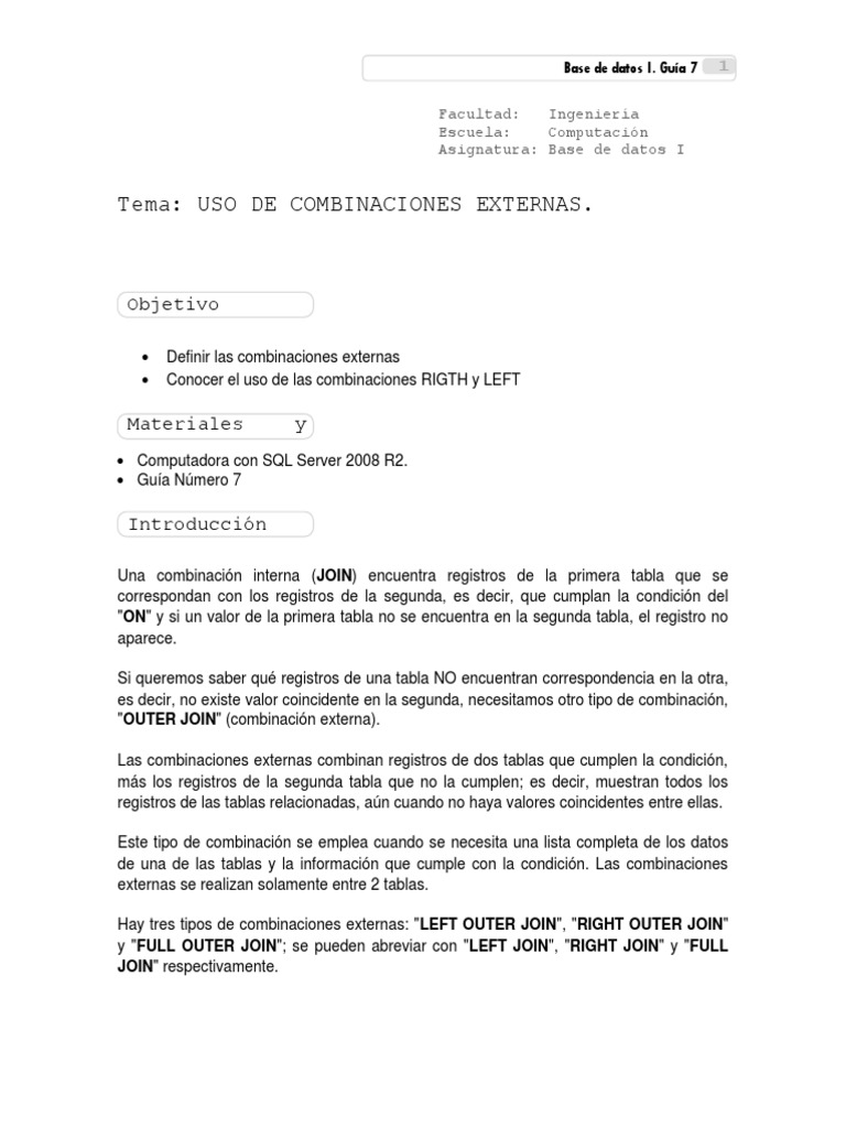 Join SQL Manual PDF PDF SQL Tabla base De Datos 