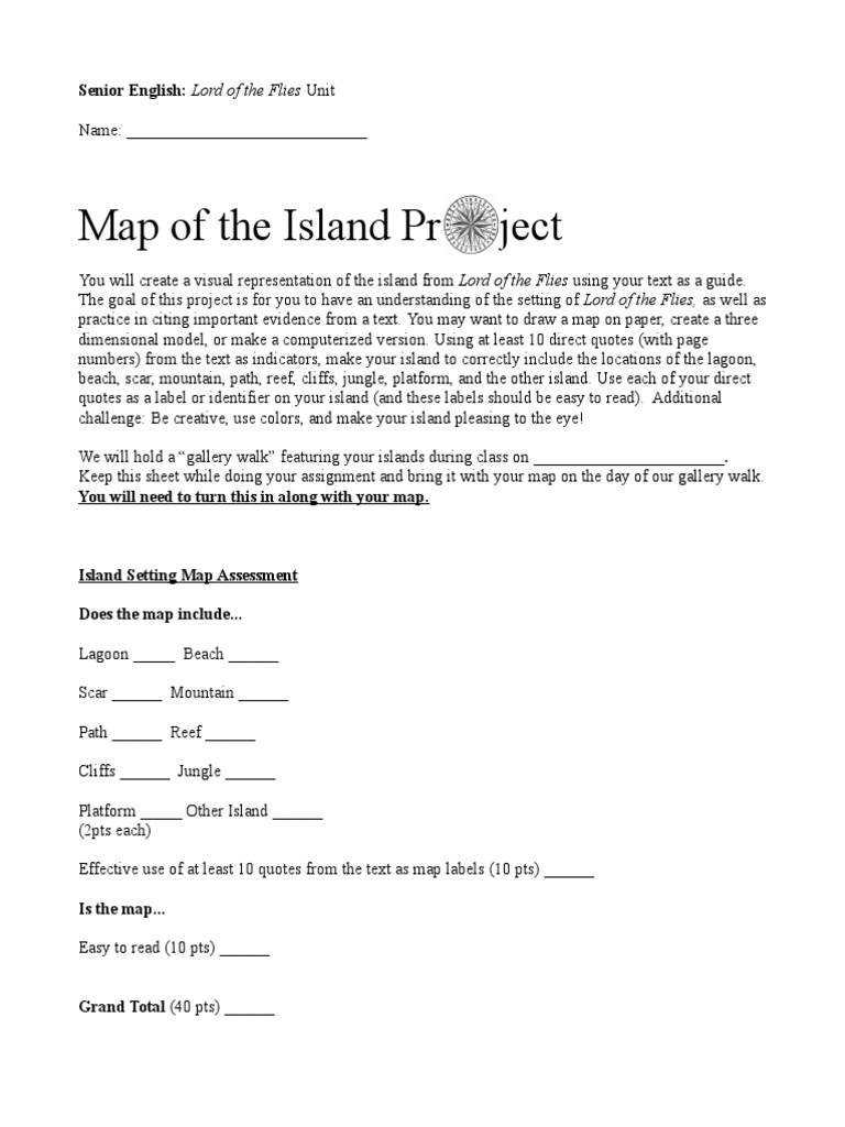 LOTF Map Project | PDF | Teaching Methods & Materials