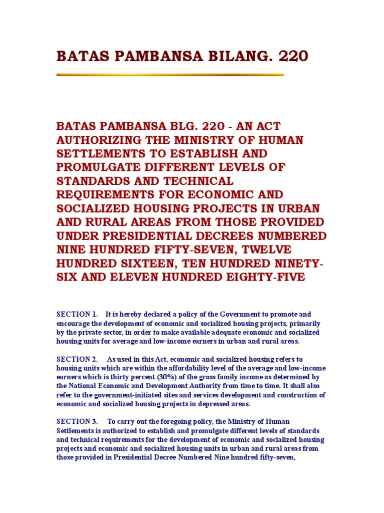 Batas Pambansa 220 | PDF | Stairs | Nature