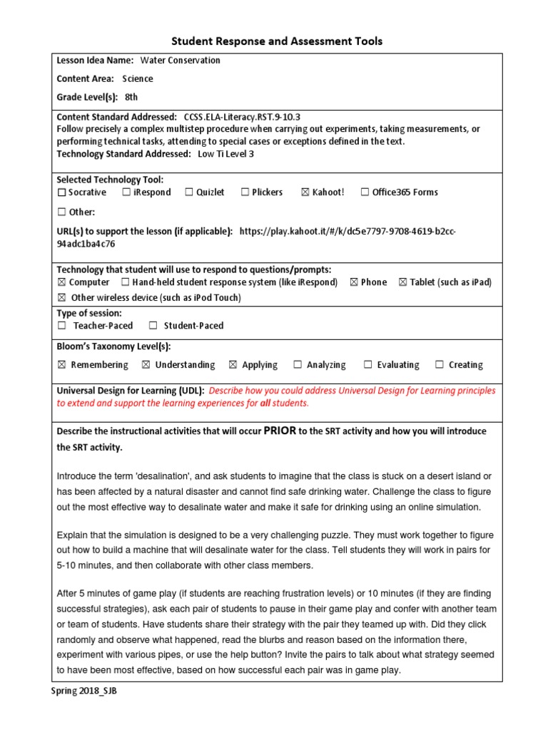 06 Student Response Tools Lesson Idea Template | PDF | Educational ...