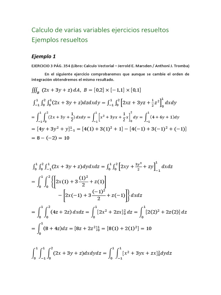 Calculo de Varias Variables Ejercicios Resueltos | PDF