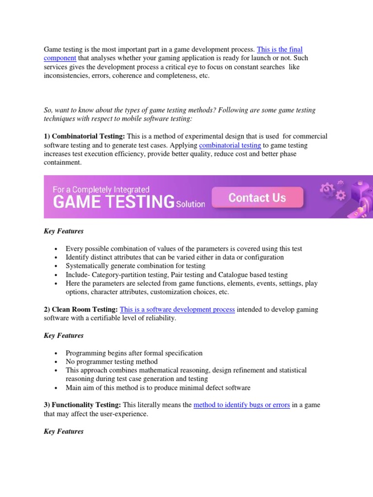 Game Testing Techniques | PDF | Software Testing | Software Development ...
