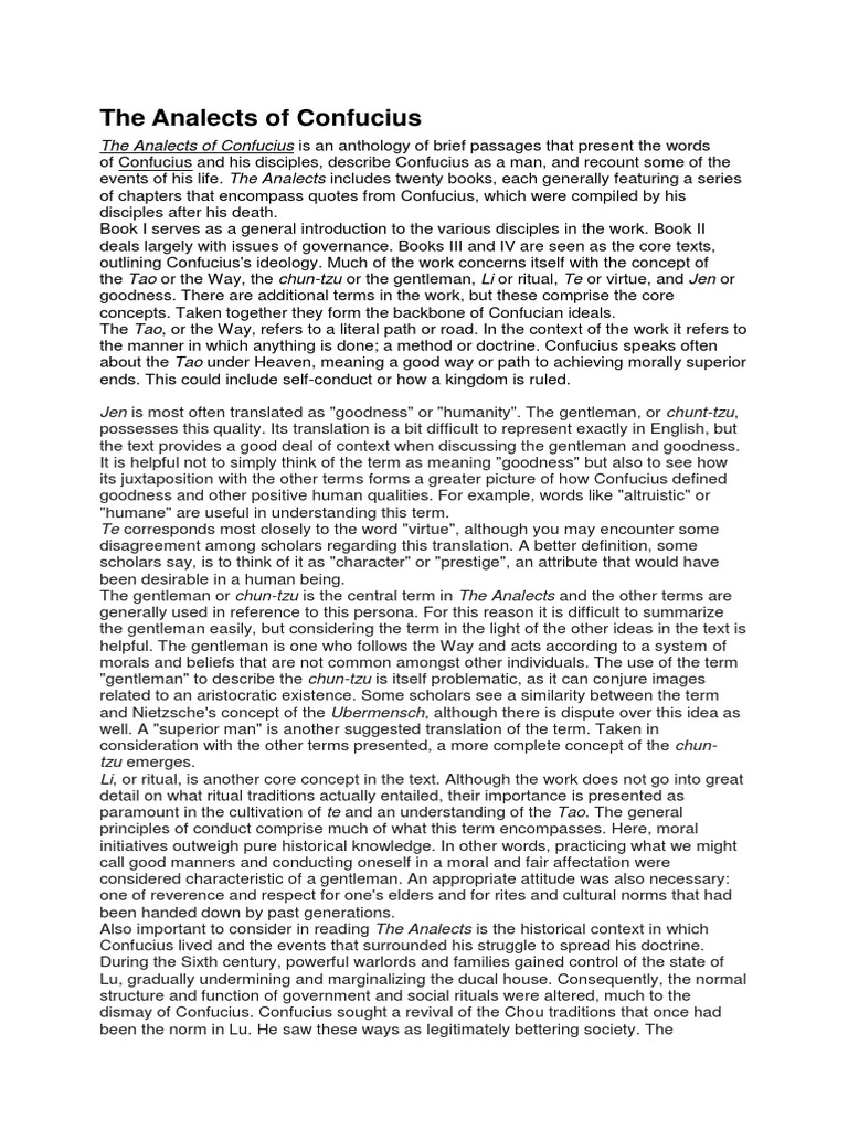 The Analects of Confucius | PDF | Confucianism | Confucius