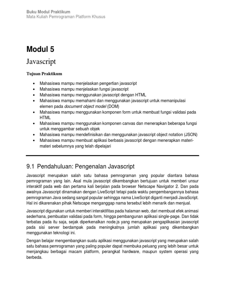 Panduan Praktikum Javascript dan DOM | PDF