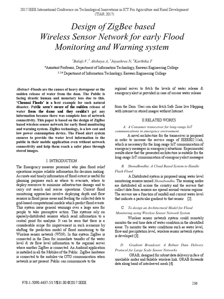 Design of a ZigBee-Based Wireless Sensor Network for Early Flood Monitoring and Warning Using ...