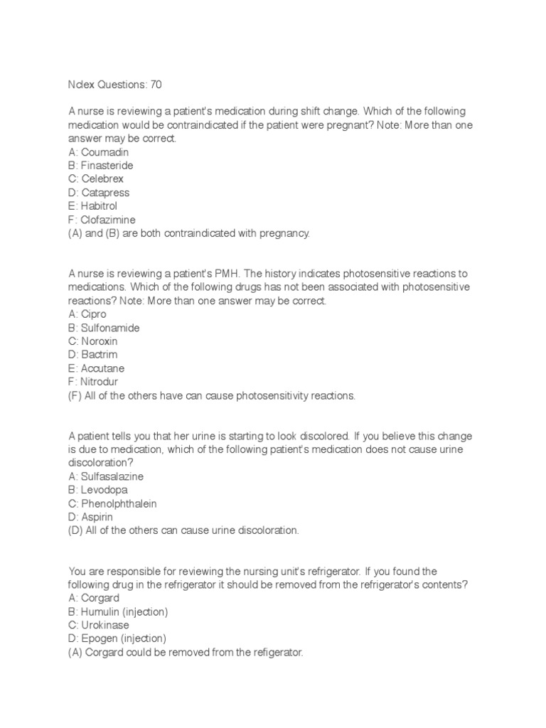 NCLEX Questions: 70 | PDF | Heart Failure | Rtt