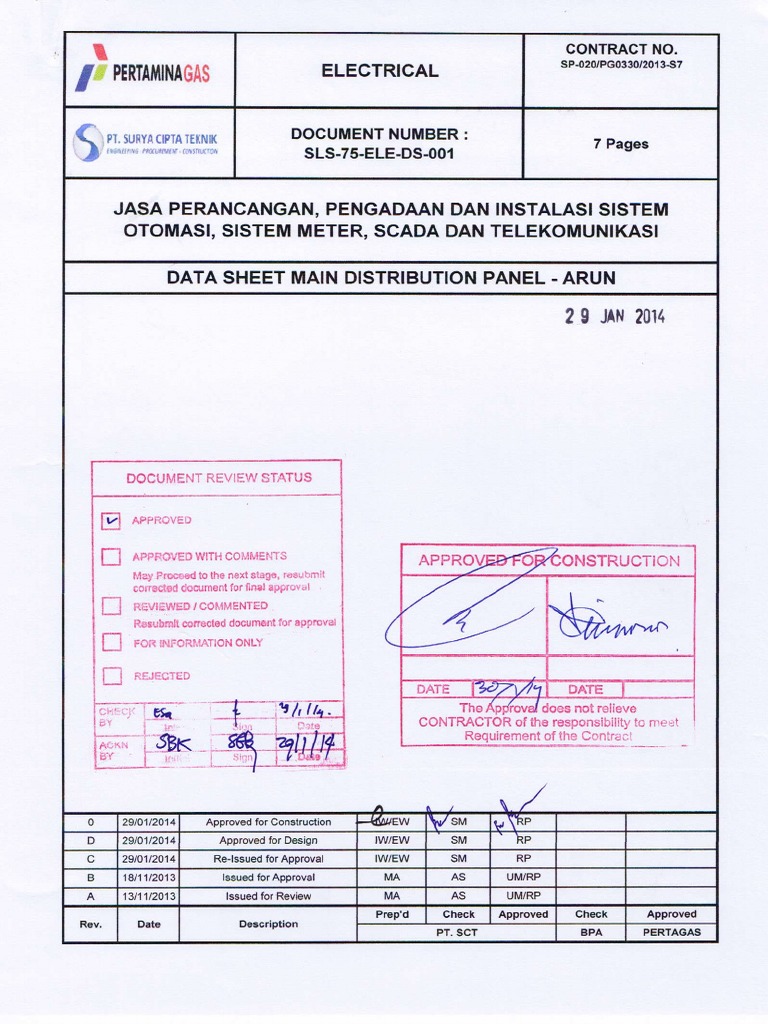 SLS-75-ELE-DS-001 Data Sheet LV Switchgear and MCC - Arun, Rev. 0 - AFC ...