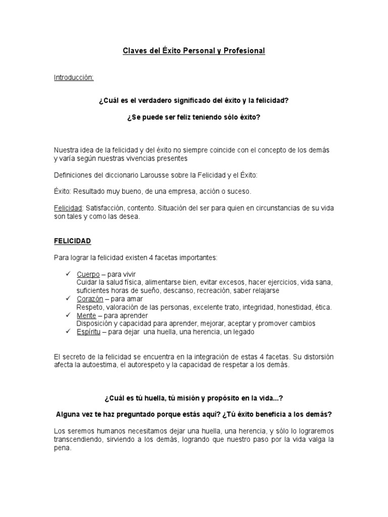 Claves del Éxito Personal y Profesional | PDF | Felicidad | Vida