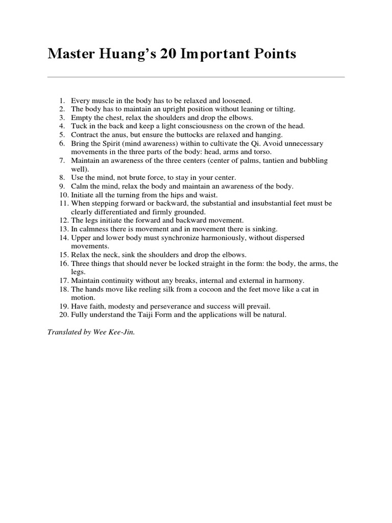 Master Huang 20 Principles | PDF