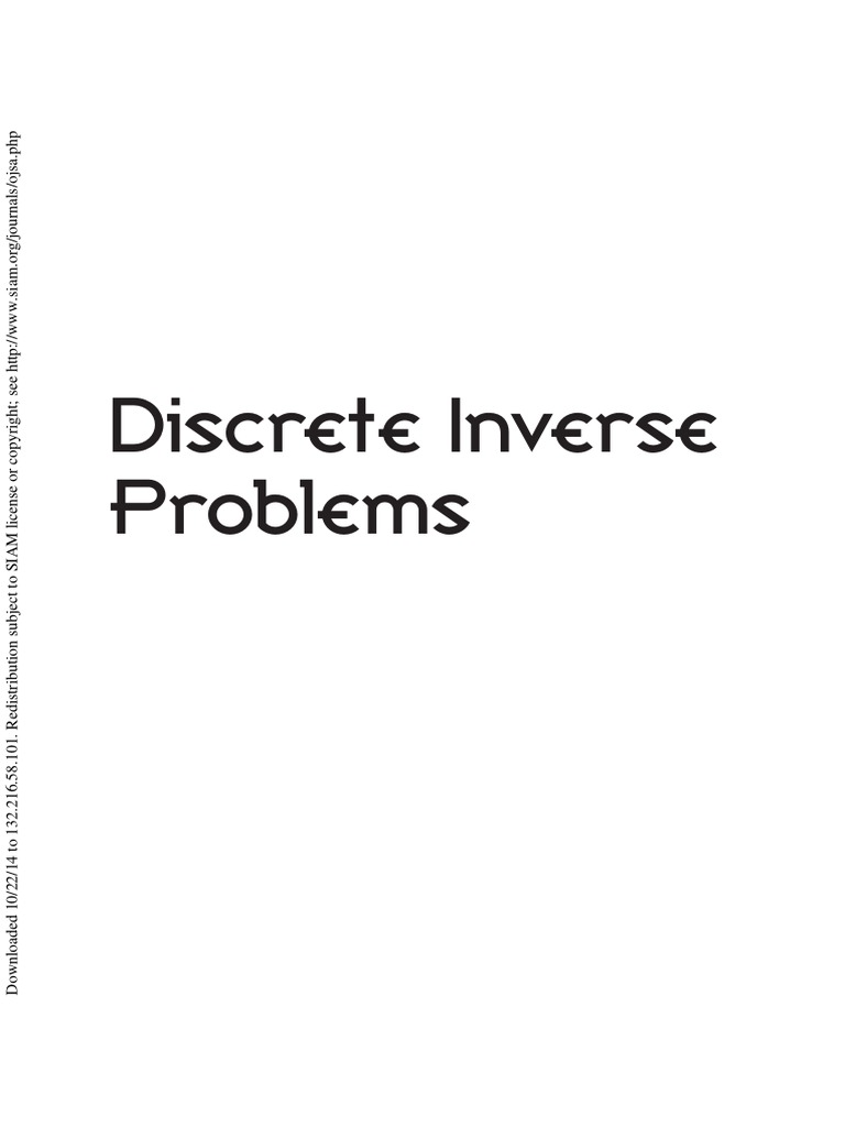 Hansen, Discrete Inverse Problems Full Book | Download Free PDF ...