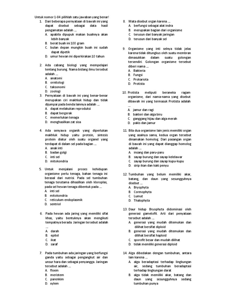 Osk Biologi SMP 2005 | PDF