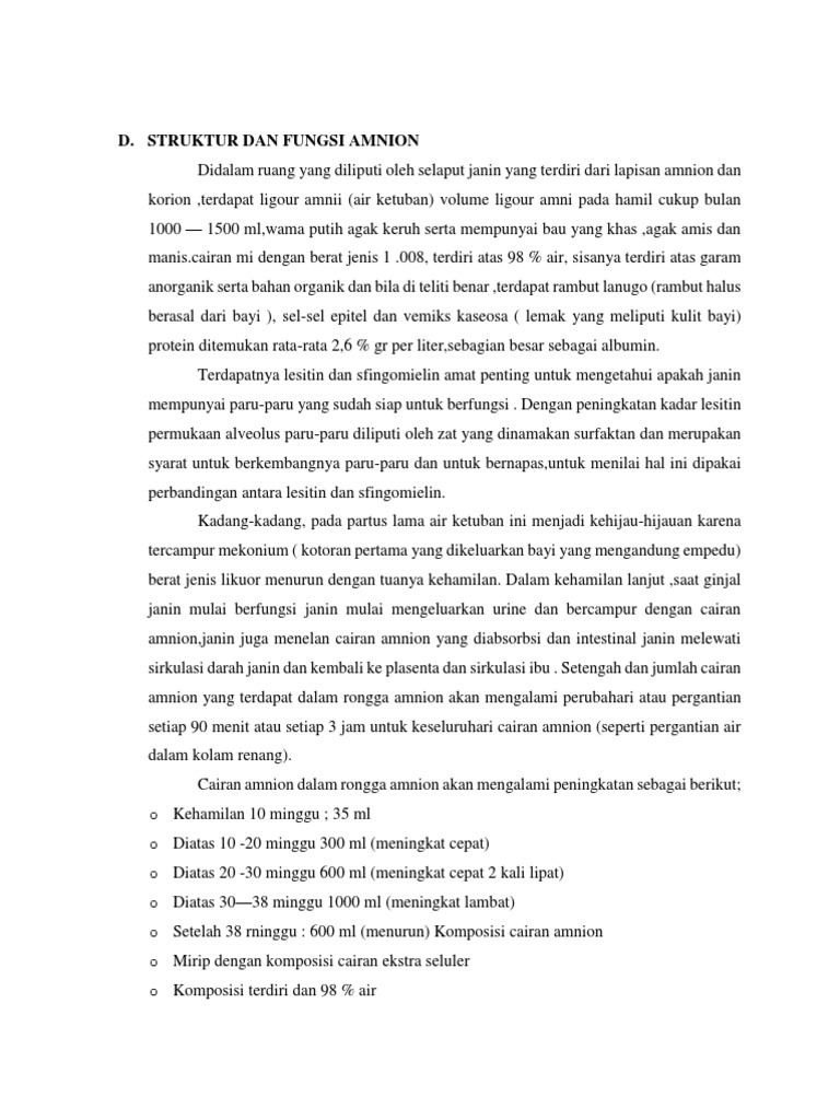 Struktur Dan Fungsi Amnion | PDF