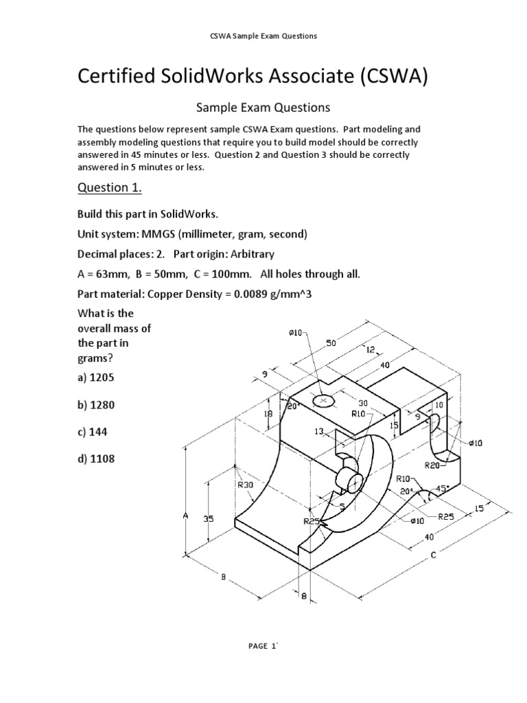 CSWA Practice Exam: Prepare for the Certified SolidWorks Associate Exam