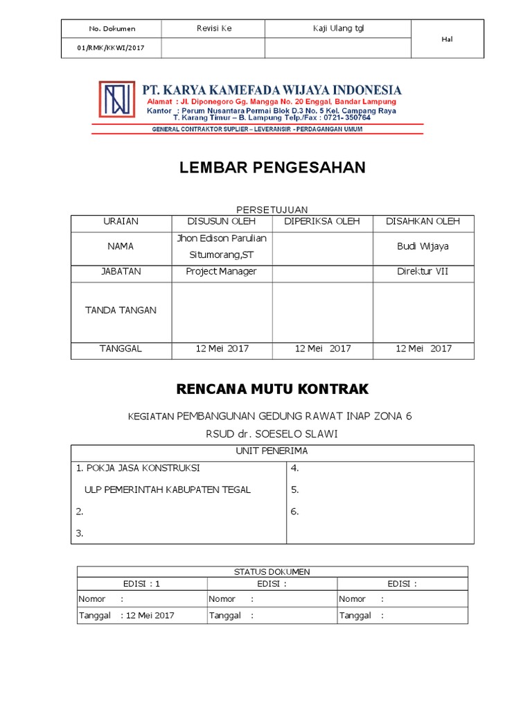 Rencana Mutu Kontrak | PDF