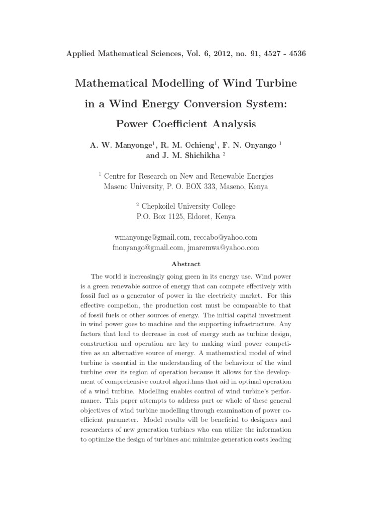 Math Model of DFIG PDF | PDF | Wind Power | Wind Turbine