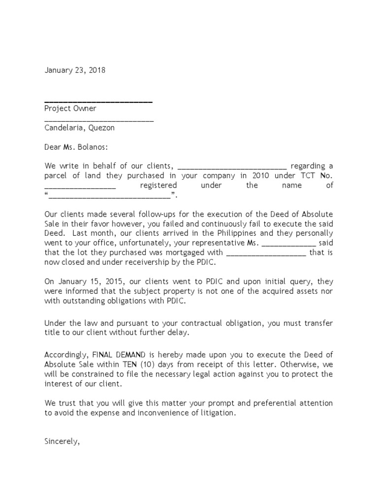 Executing Deed of Sale Within 10 Days | PDF