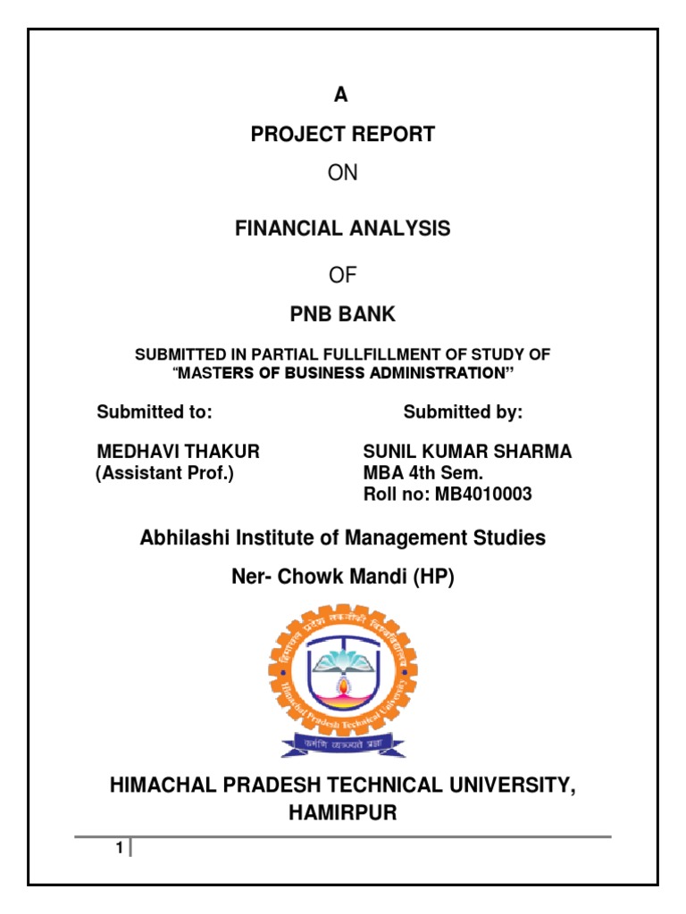 PNB Project Report On Financial Analysis | PDF | Dividend | Research Design