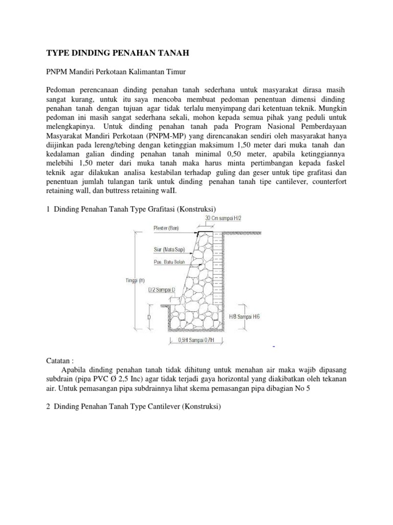 Pedoman Dinding Penahan Tanah Sederhana | PDF
