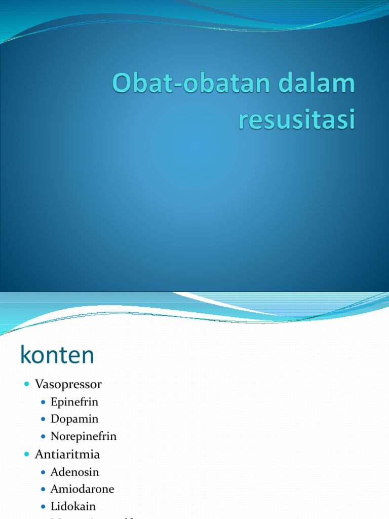 Obat-Obatan Dalam Resusitasi | PDF
