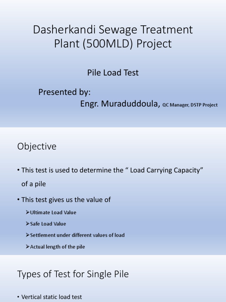 Dasherkandi Sewage Plant Pile Load Test | PDF | Science & Mathematics ...