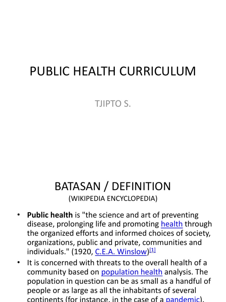 Public Health Curriculum | PDF