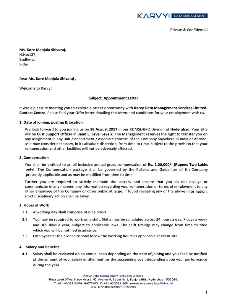 Registered Office: Karvy House, 46, Avenue 4, Street No.1, Banjara Hills, Hyderabad - 500 034 ...