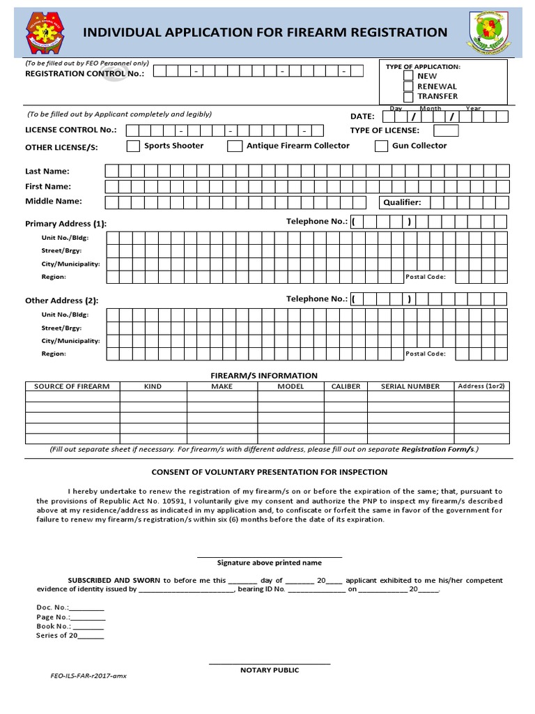 Firearm Registration Renewal Application | PDF | Government Information ...