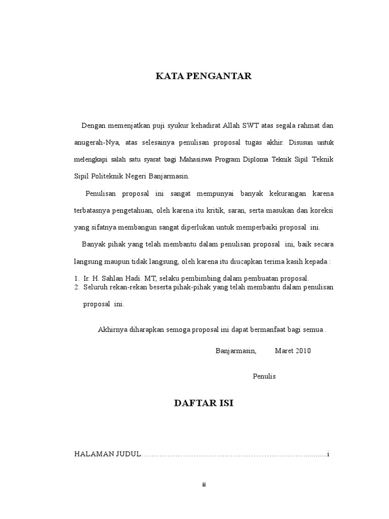 Contoh Kata Pengantar Proposal TA | PDF