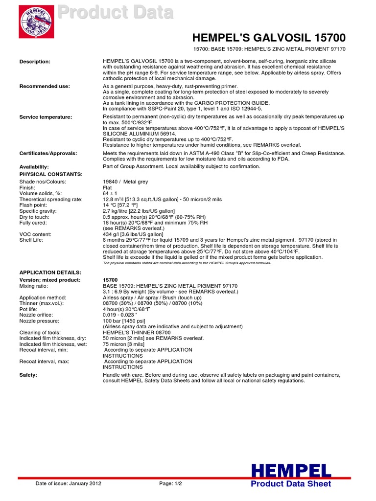 Hempel's Galvosil 15700 PDF | PDF