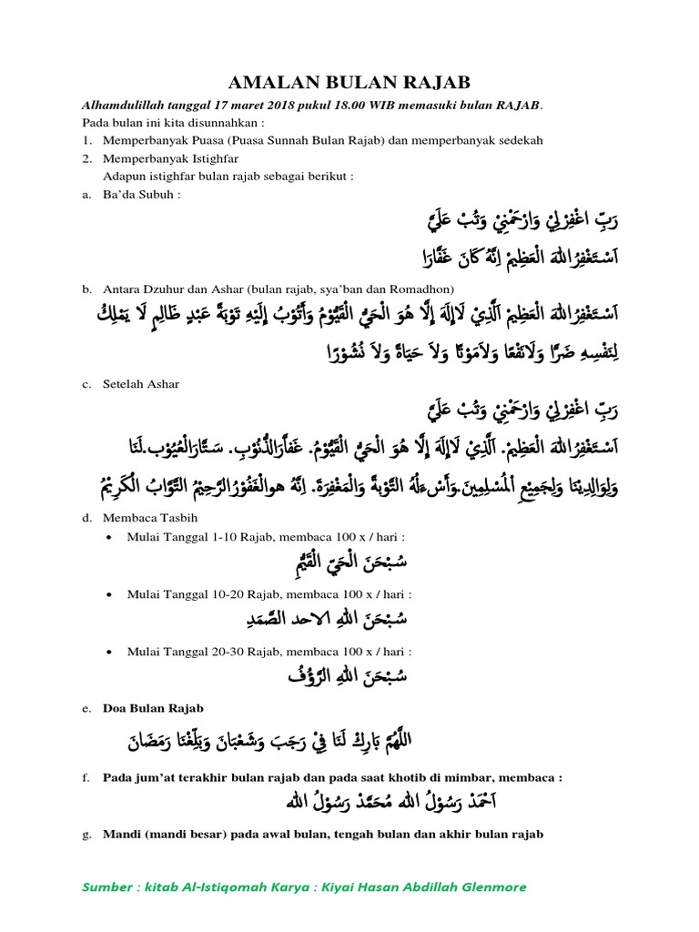 Amalan Bulan Rajab | PDF