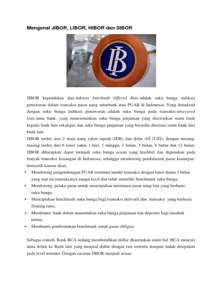 ManKeu-Tugas 27112017 - Mengenal JIBOR, Shibor, Libor | PDF